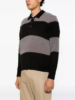 AROVESCIO Striped Polo Shirt - Brown