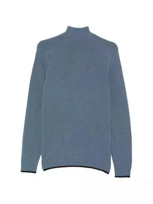 AROVESCIO Ribbed-knit Zip-fastening Sweater - Blue