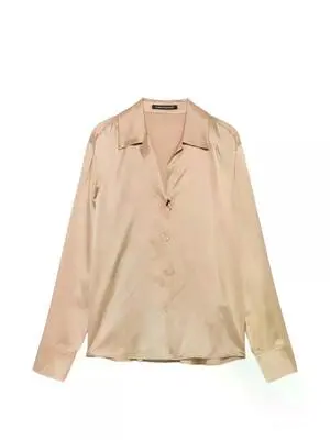 LUISA CERANO Satin-finish Button-down Shirt - Neutrals