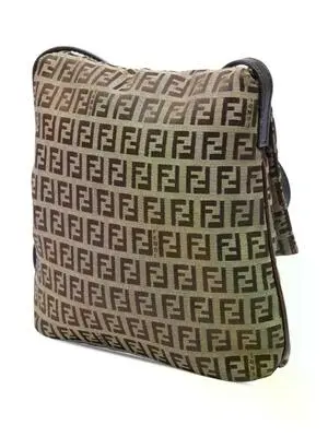 Fendi 2000-2010 Zucchino Canvas Crossbody Bag - Brown