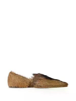 LEMAIRE Long-hair Goat Leather Loafers - Brown