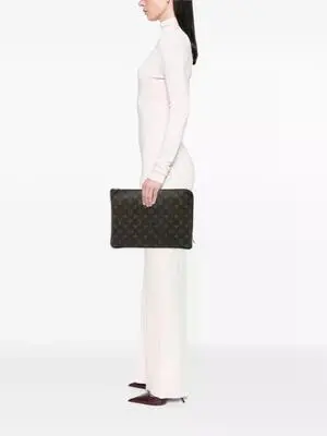 LOUIS VUITTON 1997 Monogram Etui Voyage Gm Clutch Bag - Brown