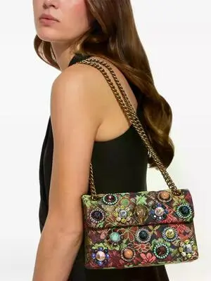 Kurt Geiger Crystal-embellished Floral-tapestry Shoulder Bag
