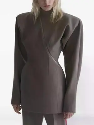 MUGLER Mini Zipped Dress - Neutrals