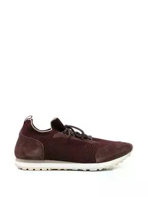 Eleventy Suede-panelled Knit Sneakers - Red