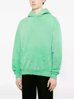 PALE CLOUD Paint-splatter Distressed Hoodie