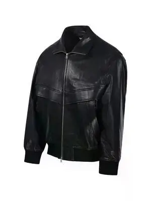 DUNST Zip-up Panelled Leather Jacket - Black