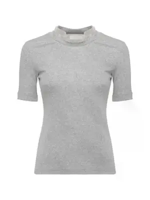 PANICALE Organza-collar Short-sleeved T-shirt - Grey