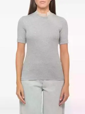 PANICALE Organza-collar Short-sleeved T-shirt