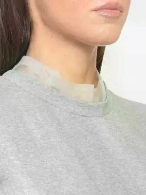 PANICALE Organza-collar Short-sleeved T-shirt