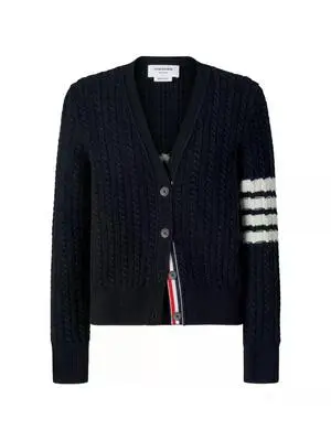 Thom Browne Merino-wool 4-bar Anchor-intarsia Cardigan - Blue