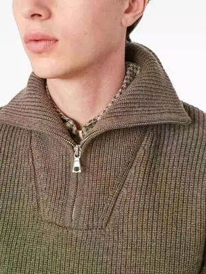 Officine Générale Tarek Ribbed-knit Quarter-zip Sweater
