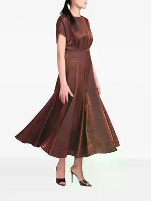 BARUNI Midi Ruba Metallic-effect Flared Dress