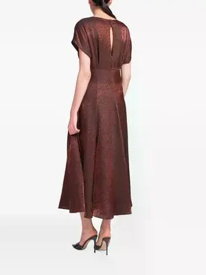 BARUNI Midi Ruba Metallic-effect Flared Dress