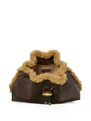JIMMY CHOO Cinch Shearling-trim Shoulder Bag