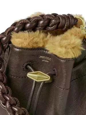 JIMMY CHOO Cinch Shearling-trim Shoulder Bag