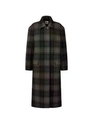 STUDIO TOMBOY Check-pattern Long Coat - Grey