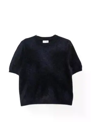 Soft Goat Short-sleeve Cashmere Sweater - Blue