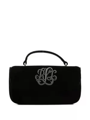 Ralph Lauren Logo-embroidered Velvet Shoulder Bag