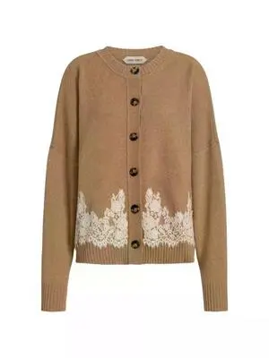 Alberta Ferretti Lace-trim Button-up Cardigan
