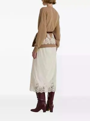 Alberta Ferretti Lace-trim Button-up Cardigan