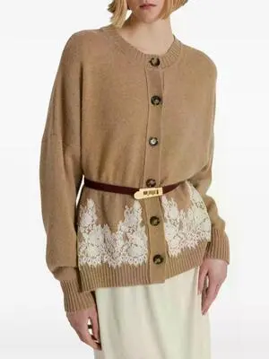 Alberta Ferretti Lace-trim Button-up Cardigan