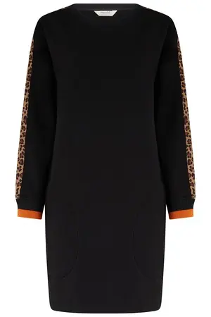 SUGARHILL BRIGHTON Marta Short Sweatshirt Dress Leopard - Black