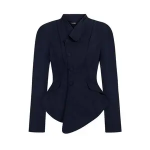 NOCTURNE Double Breasted Stand Collar Jacket - Blue