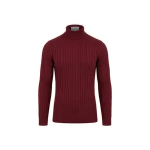 RON TOMSON Roll Neck Ribbed Sweater Burgundy