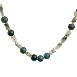 AMONTA Moss Agate & Tourmaline Quartz Silk Necklace-kindred