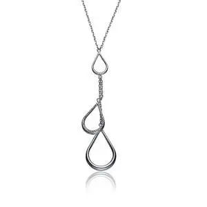 GENEVIVE Sterling White Gold Plated Loop Pendant Necklace - Silver