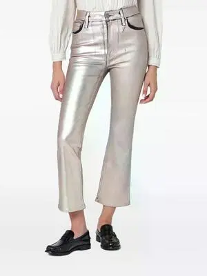 FRAME Metallic-effect Cropped Trousers - Grey