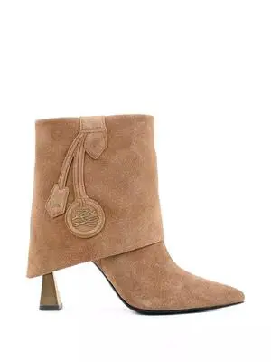 Karl Lagerfeld Logo-plaque Foldover-detail Ankle Boots - Neutrals