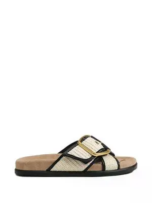 Sam Edelman Buckle Raffia Sandals - Neutrals