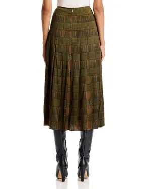Lafayette 148 New York Silk Pleated Long Skirt