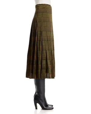 Lafayette 148 New York Silk Pleated Long Skirt