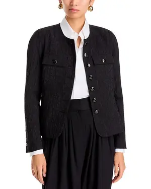 Sonia Rykiel Paris Textured Fitted Rounded Shoulder Jacket - Black