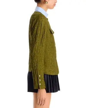 Sonia Rykiel Paris Textured Fitted Rounded Shoulder Jacket - Moss