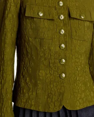 Sonia Rykiel Paris Textured Fitted Rounded Shoulder Jacket - Moss
