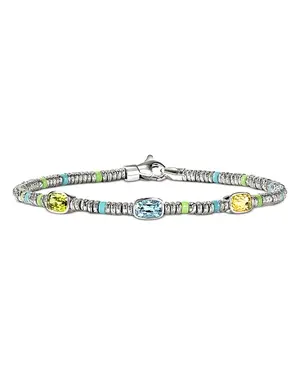 John Hardy Sterling Heishi Multi Gemstone Bead Bracelet - Silver