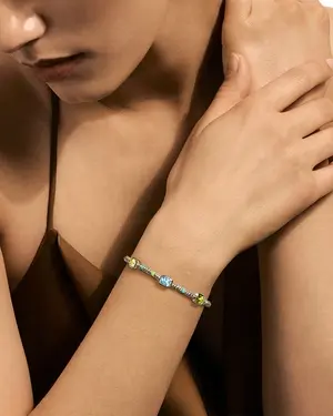 John Hardy Sterling Heishi Multi Gemstone Bead Bracelet