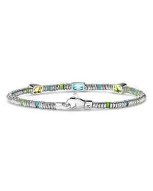 John Hardy Sterling Heishi Multi Gemstone Bead Bracelet