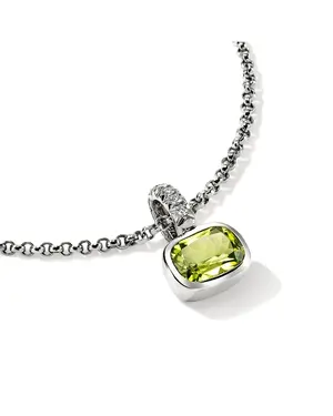 John Hardy Sterling Silver Heishi Gemstone & Diamond Pendant Necklace - Silver/peridot