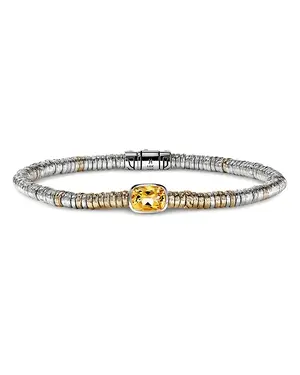John Hardy 14k Yellow Gold & Sterling Heishi Citrine Bead Bracelet - Silver