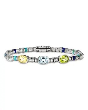 John Hardy Sterling Heishi Multi Gemstone Bead Bracelet - Silver