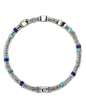 John Hardy Sterling Heishi Multi Gemstone Bead Bracelet