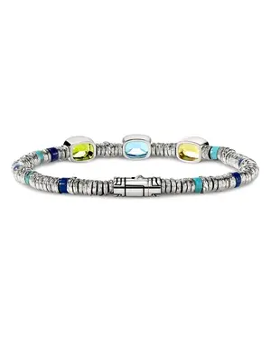 John Hardy Sterling Heishi Multi Gemstone Bead Bracelet