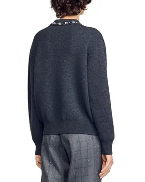 Sandro Antonia Embellished Polo Collar Sweater