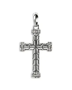 John Hardy Sterling Jh Essential Diamond Cross Pendant, 0.09 Tcw - Silver