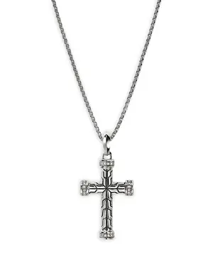 John Hardy Sterling Jh Essential Diamond Cross Pendant, 0.09 Tcw